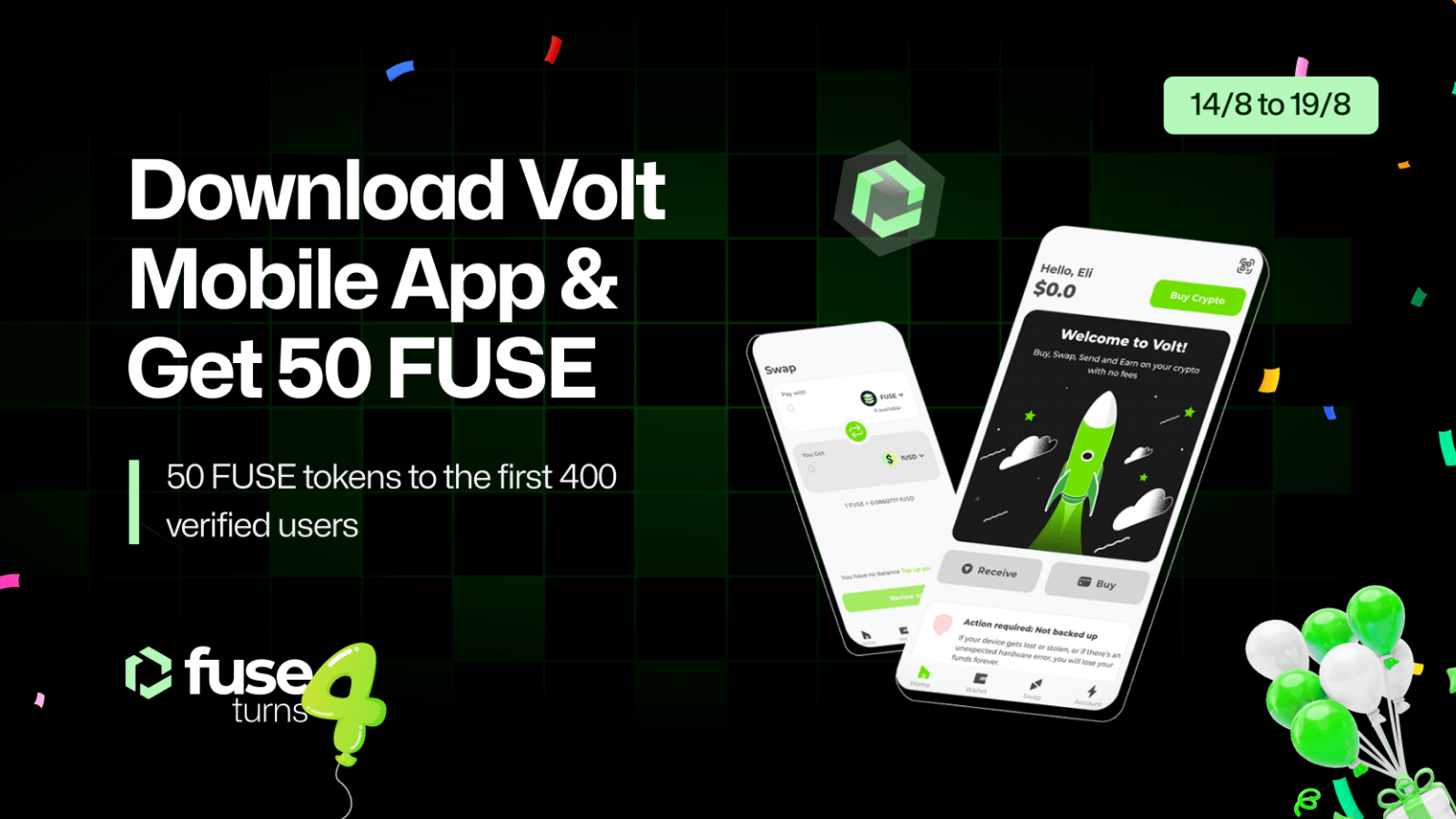 Fuse Turns 4: Download Volt Mobile App and Get 50 FUSE